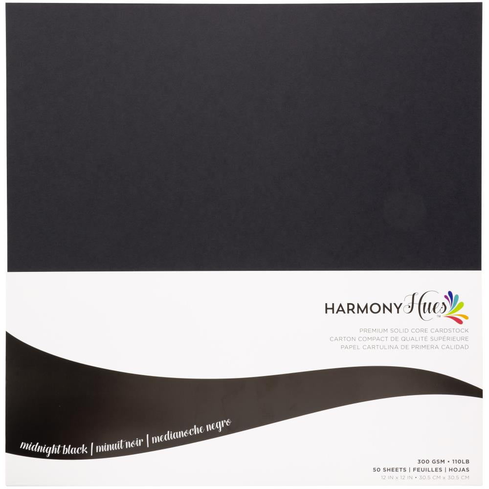 HARMONY HUES 12 X 12 CARDSTOCK MIDNIGHT BLACK PKT 50 176GSM -H27307 ...