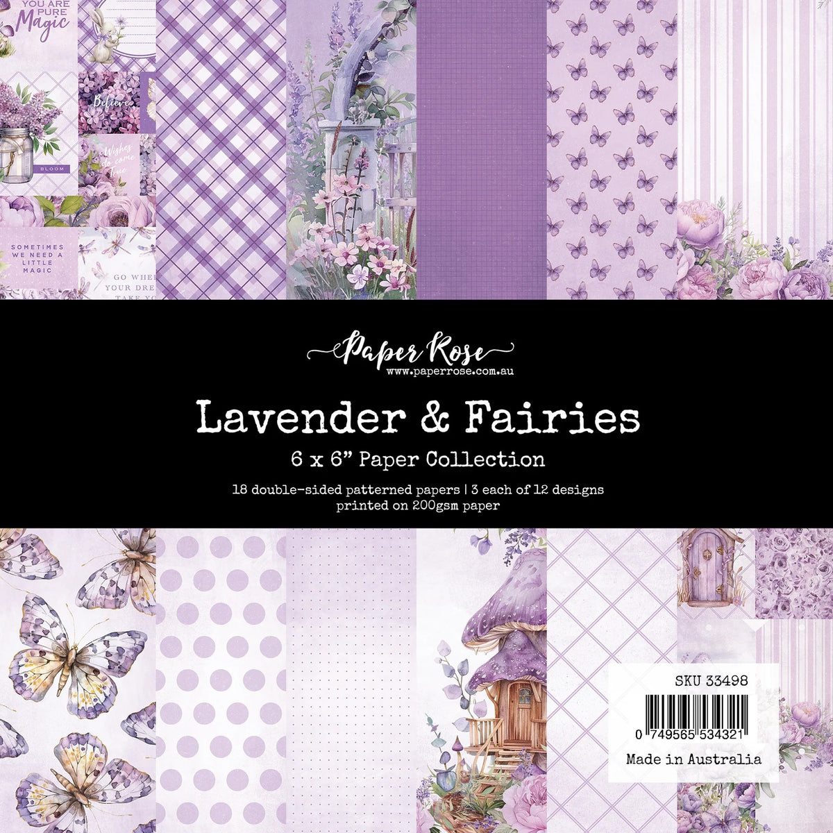 PAPER ROSE PAPER PAD 6 X 6 LAVENDER AND FAIRIES - 33498 — Bevs Cross Crafts
