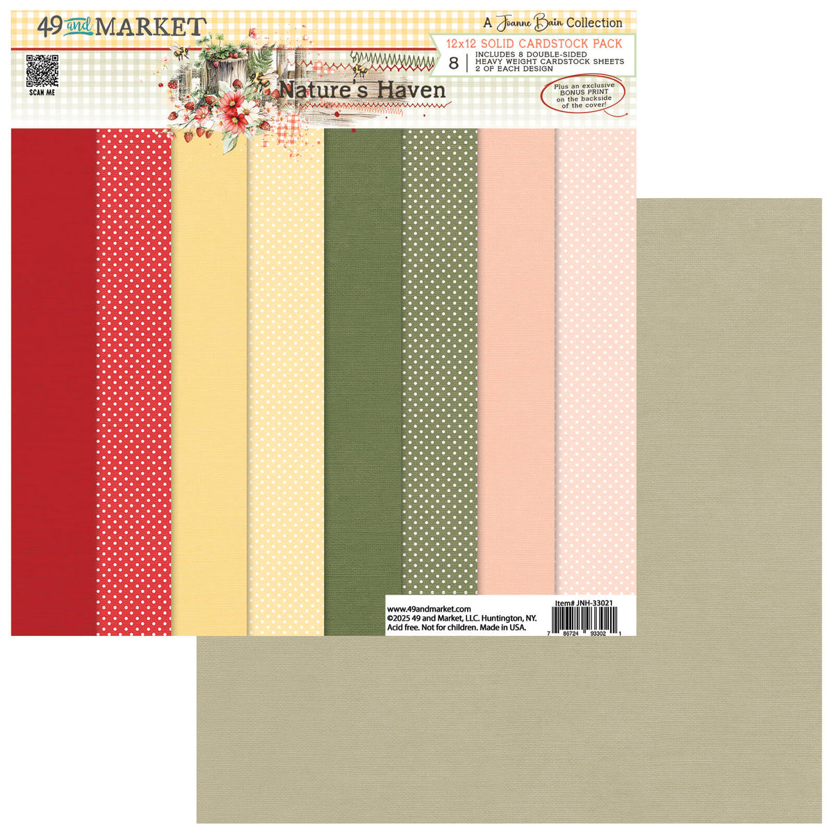 49 AND MARKET NATURE'S HAVEN COLLECTION 12 X 12 SOLID CARDSTOCK PACK ...