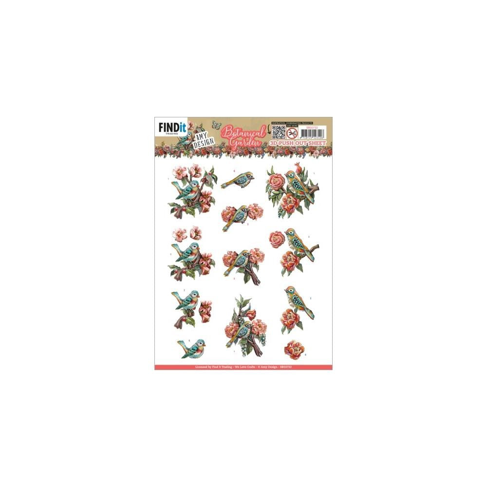 AMY DESIGNS 3D PUSH OUT BOTANICAL GARDEN BIRDS - SB10732 — Bevs Cross ...