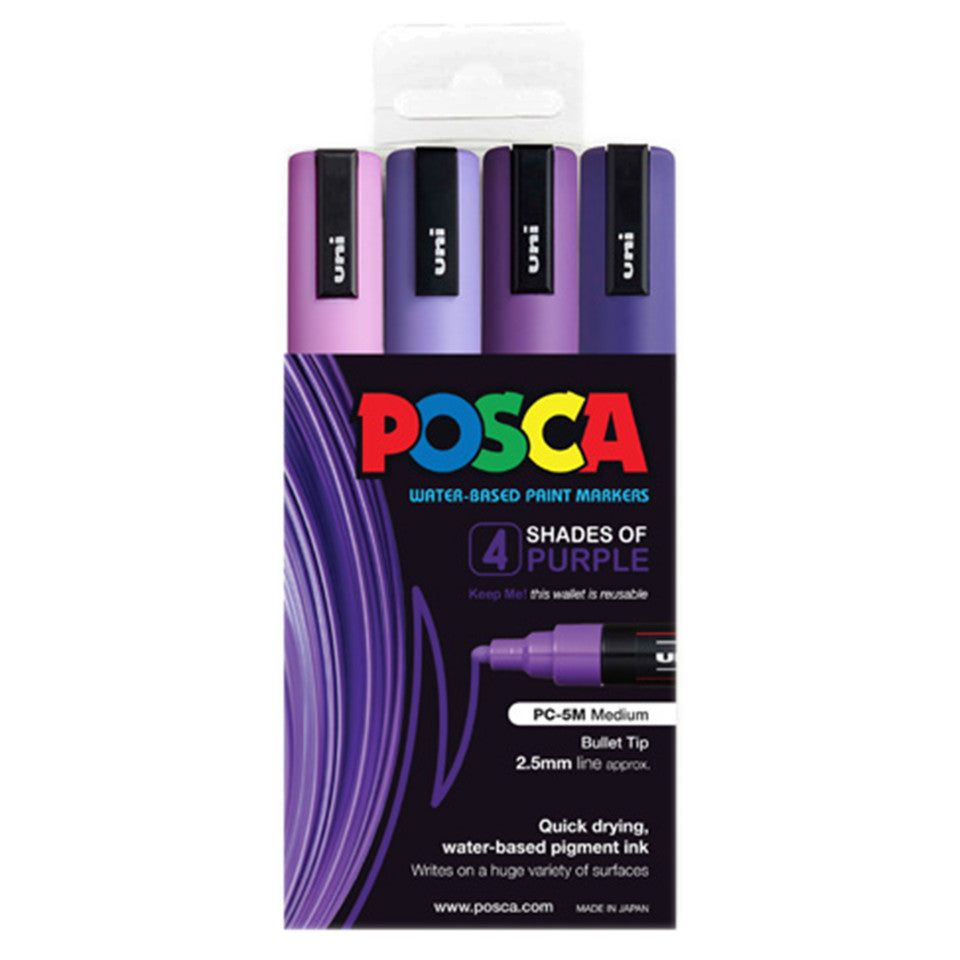 POSCA COLORING PEN SHADES OF PURPLE PK 4 GIFT PACK -PC5M4PSHPURP — Bevs ...