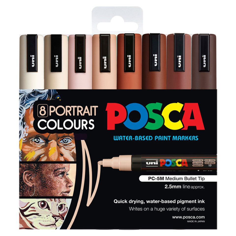 POSCA COLORING PEN PORTRAIT COLOURS PK 8 GIFT PACK - PC5MPORTBC — Bevs ...