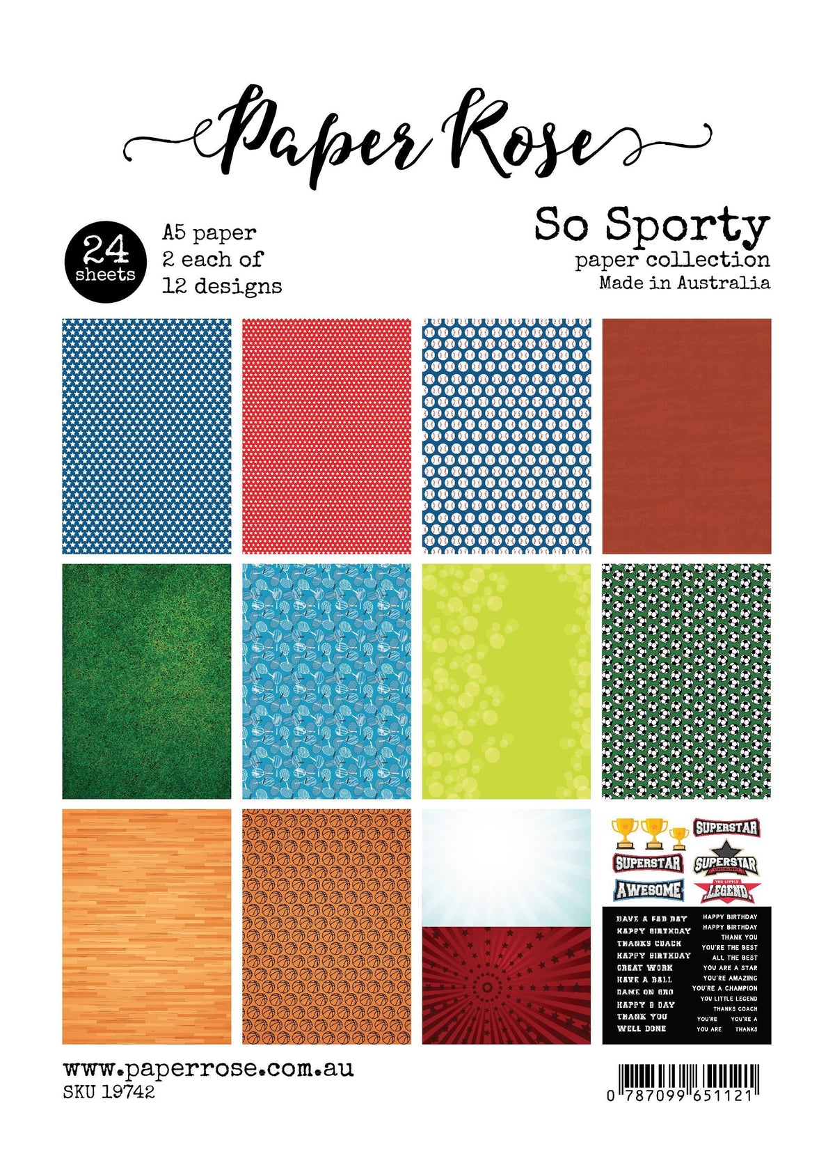 PAPER ROSE PAPER PAD A5 SO SPORTY - 19742 — Bevs Cross Crafts