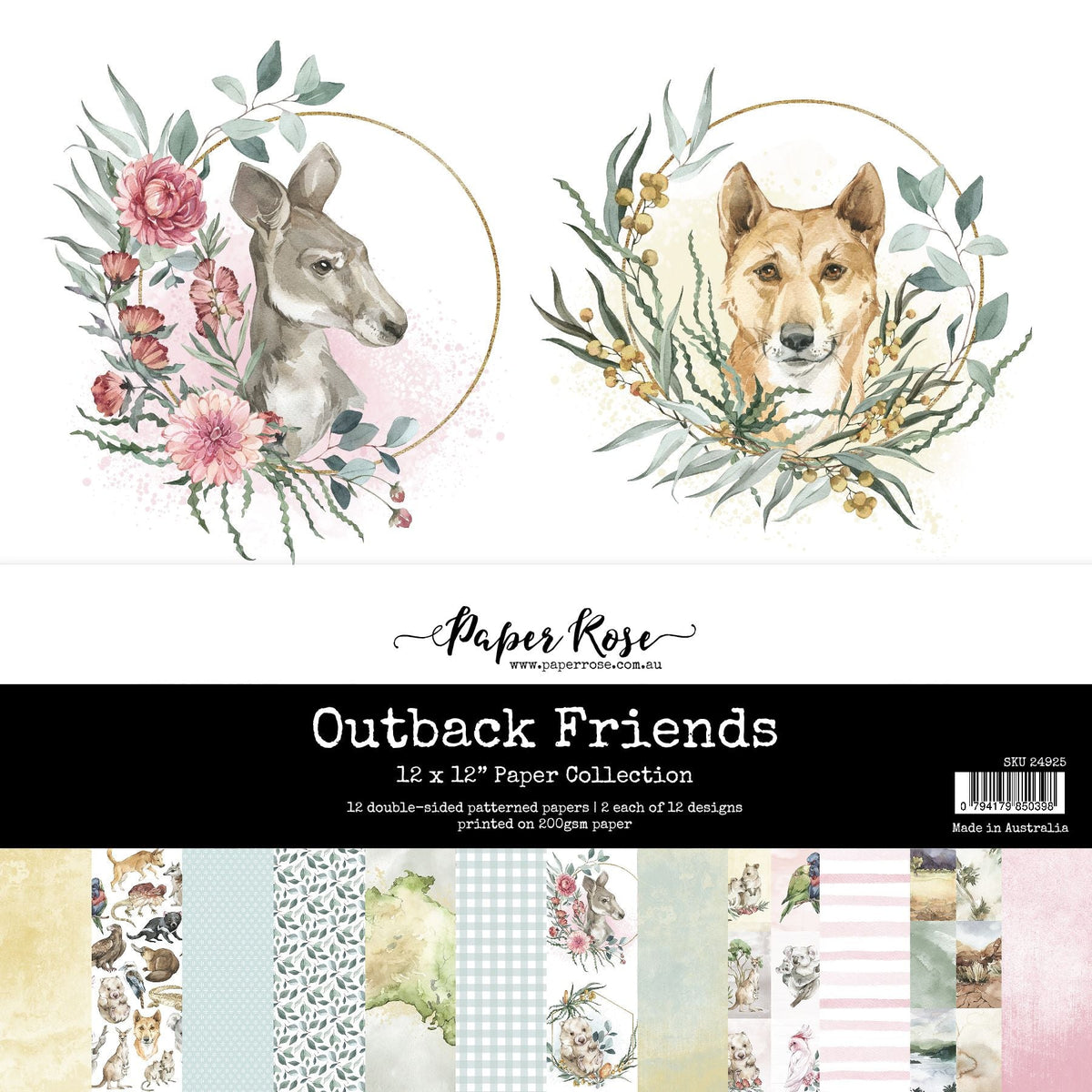 PAPER ROSE PAPER PAD 12 X 12 OUTBACK FRIENDS - 24925 — Bevs Cross Crafts