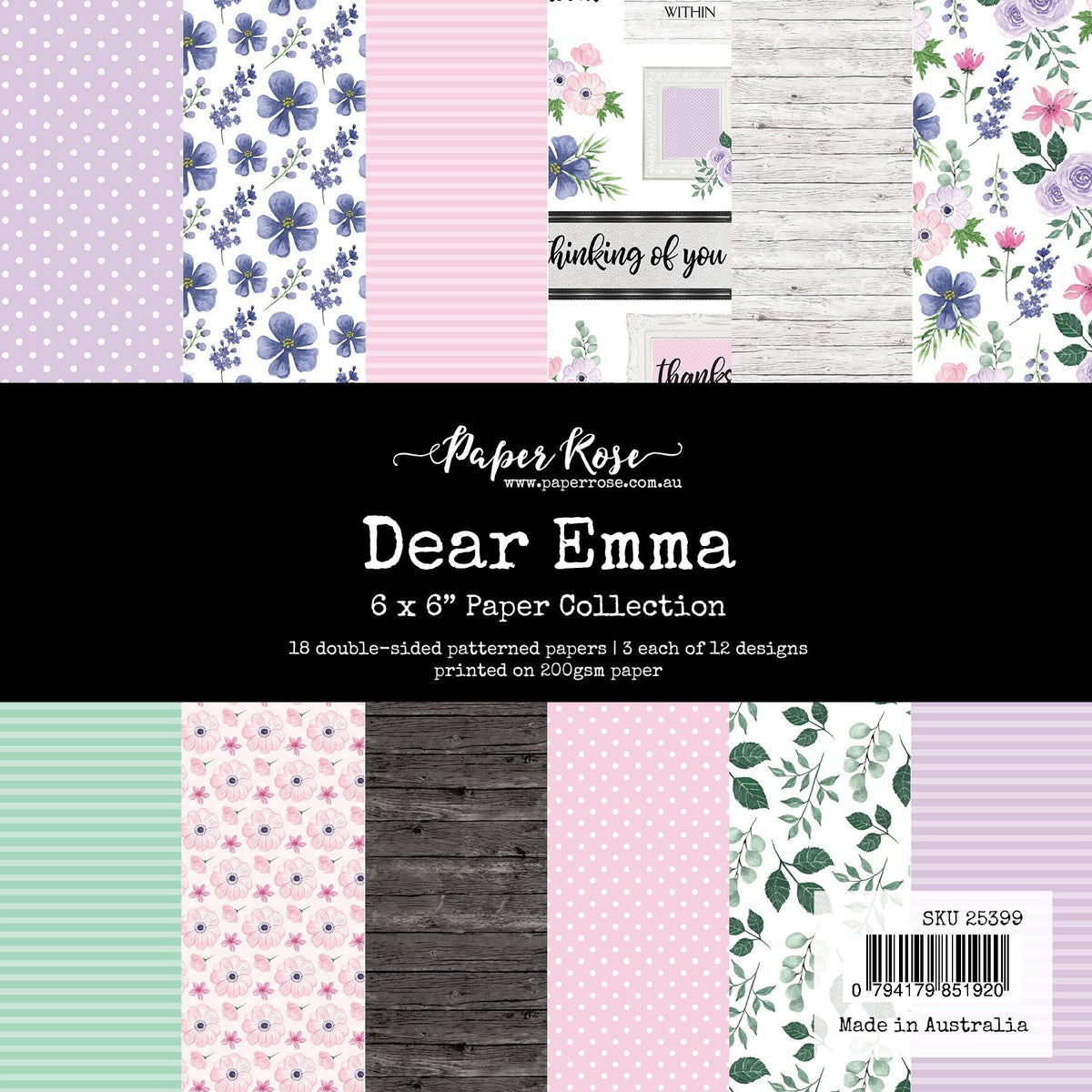 PAPER ROSE PAPER PAD 6 X 6 DEAR EMMA - 25399 — Bevs Cross Crafts