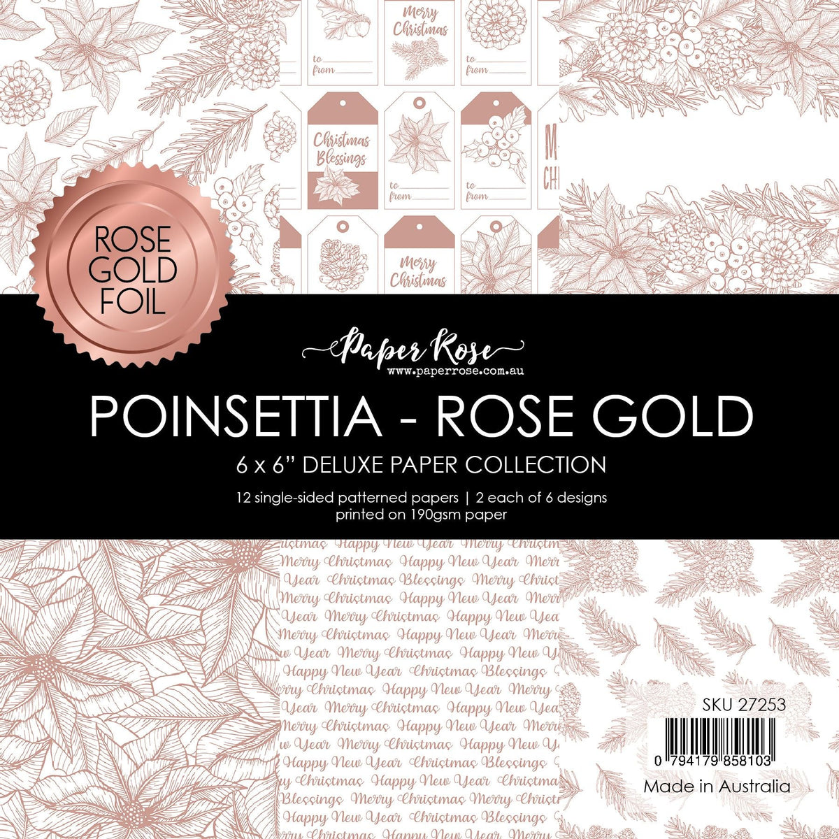 PAPER ROSE POINSETTIA - ROSE GOLD FOIL 6X6 PAPER COLLECTION - 27253 ...