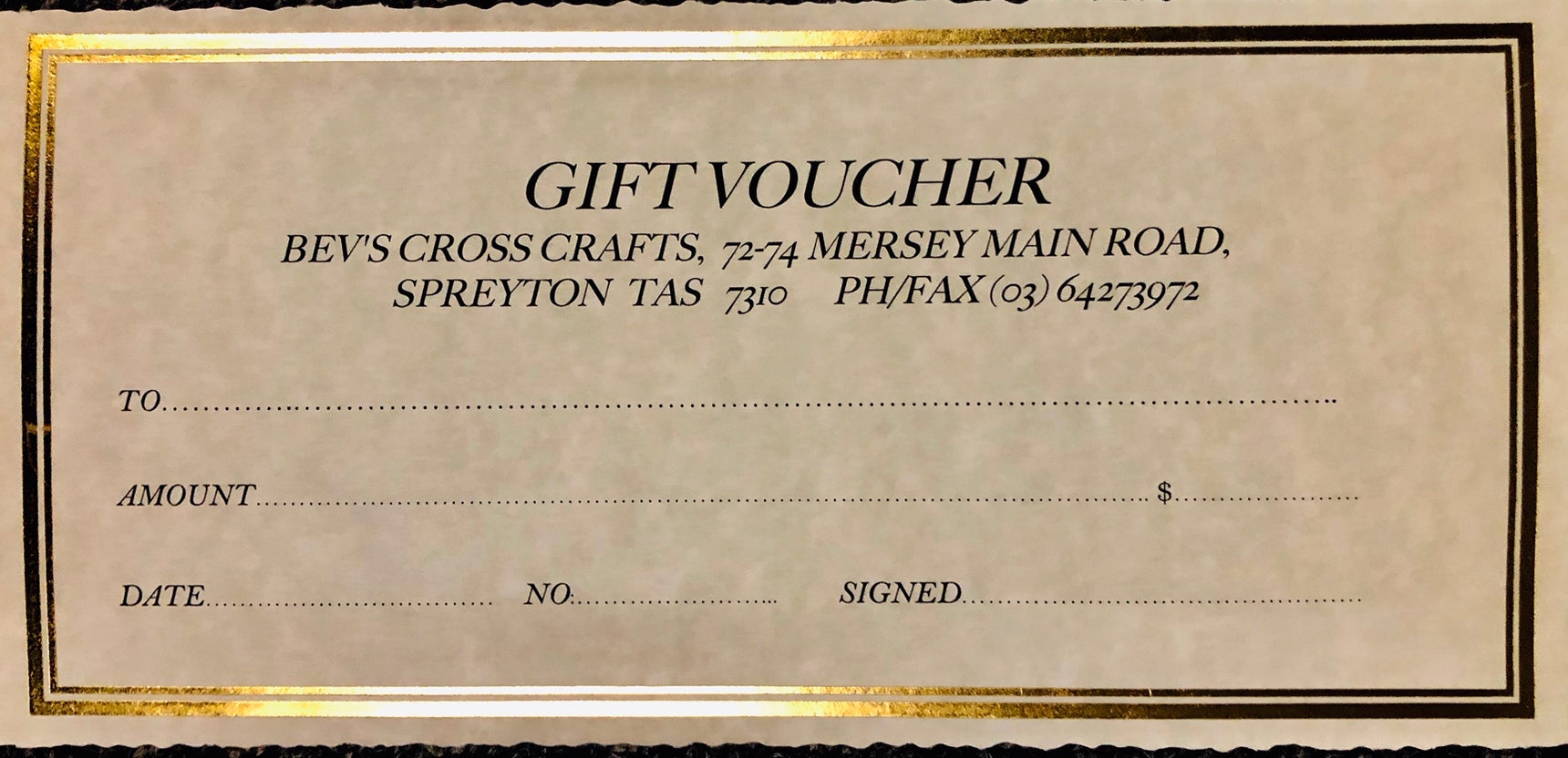Bev's Cross Crafts Gift Voucher — Bevs Cross Crafts